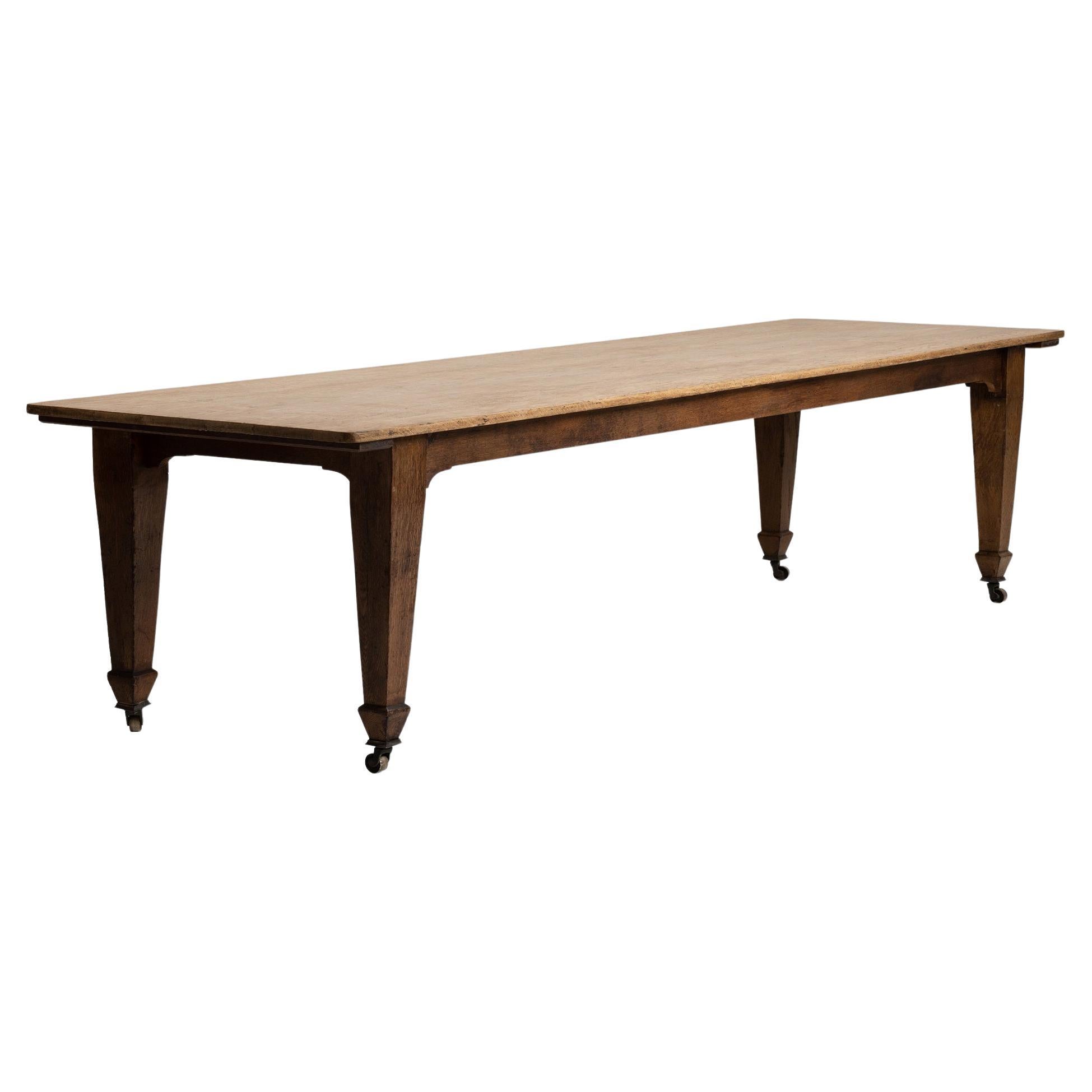 c.1890 Hand-Carved Spanish Oak Lyre-Leg Dining Table at 1stDibs