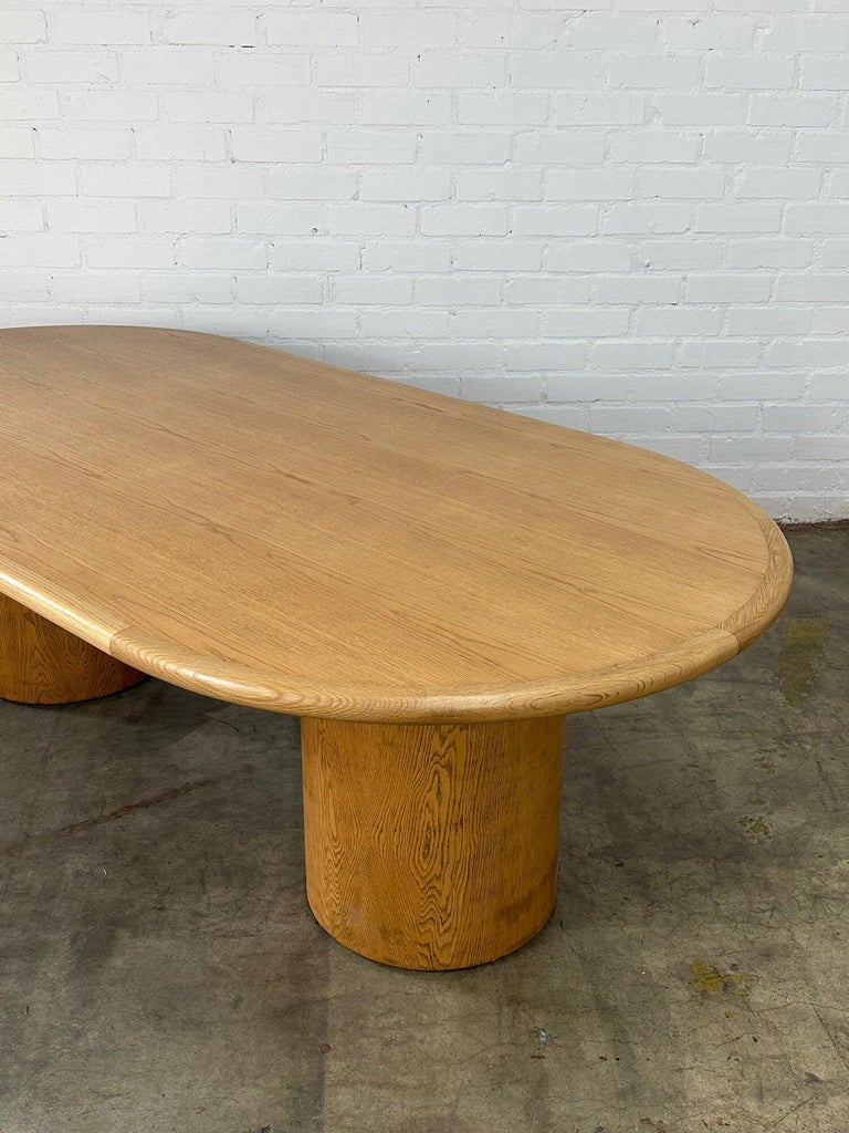 Oak Double Pedestal Cylinder Table For Sale at 1stDibs