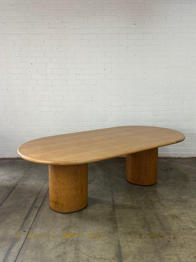 Oak Double Pedestal Cylinder Table For Sale at 1stDibs