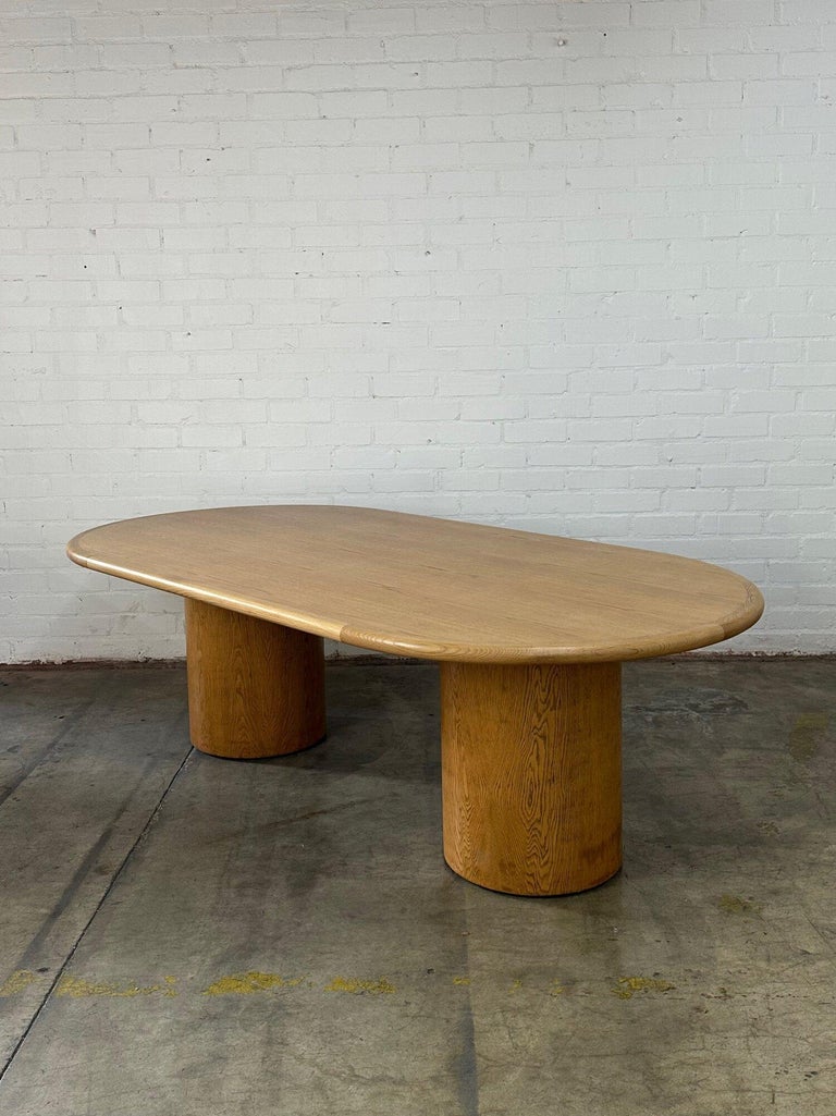 Oak Double Pedestal Cylinder Table For Sale at 1stDibs