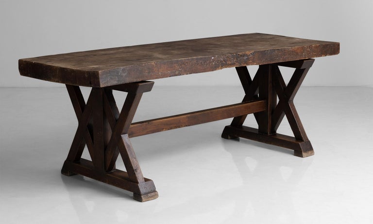 Oak Double X-Frame Table For Sale at 1stDibs