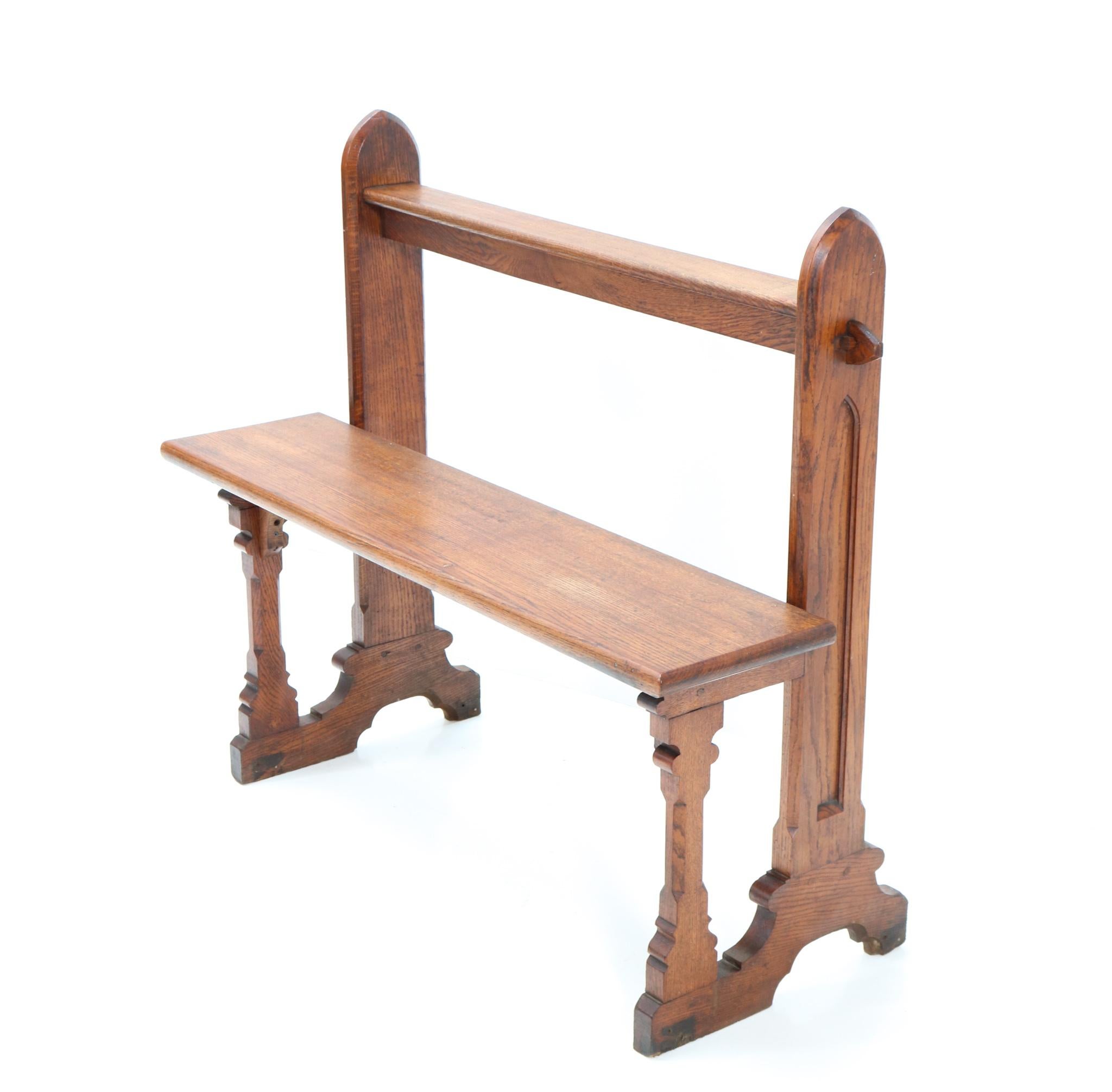 Oak Gothic Revival Bench, 1900s For Sale at 1stDibs