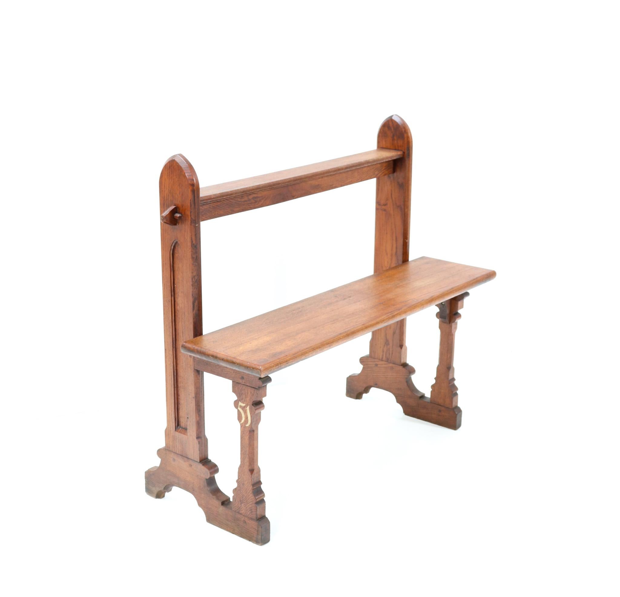 Oak Gothic Revival Bench, 1900s For Sale at 1stDibs