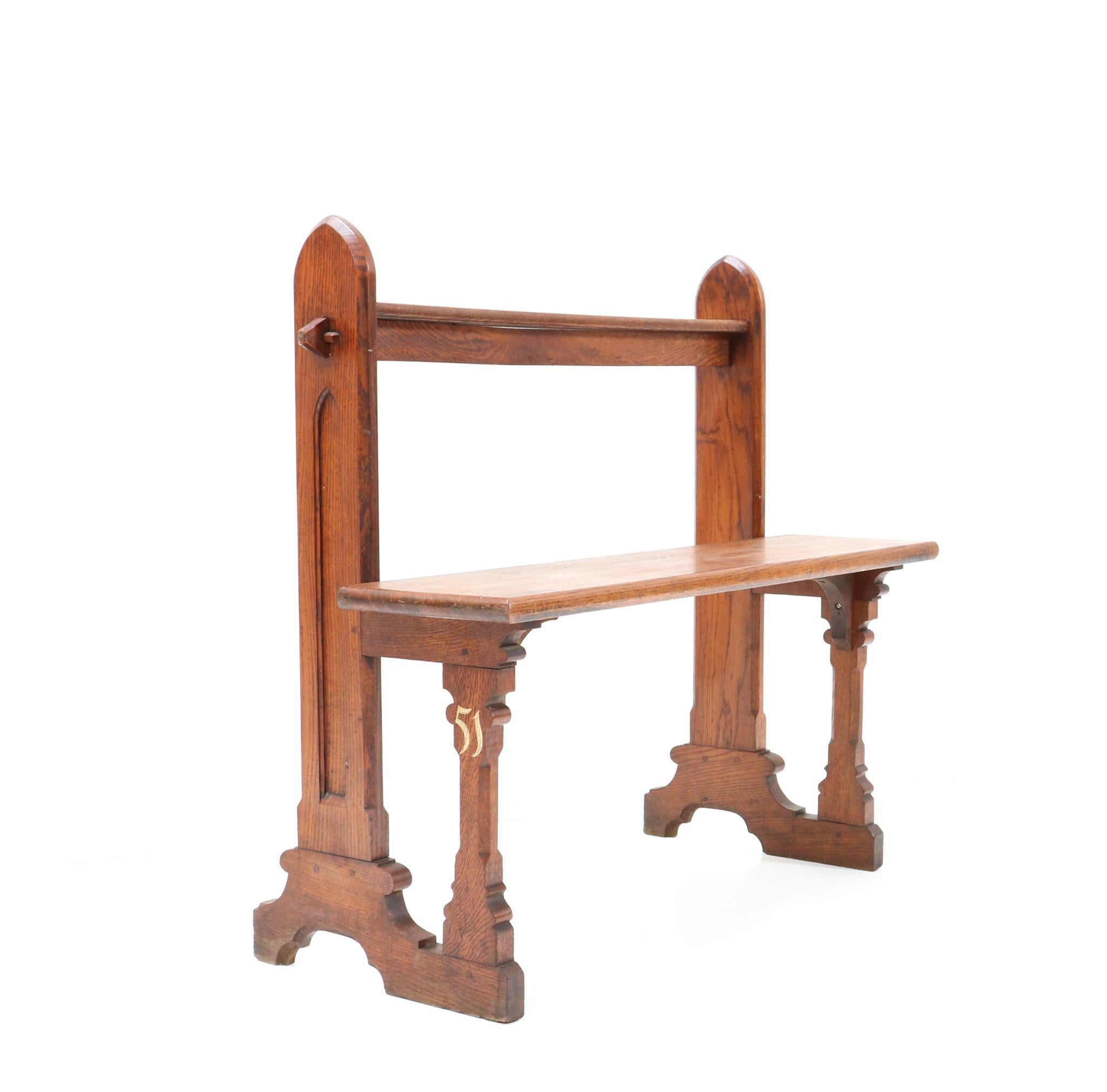 Oak Gothic Revival Bench, 1900s For Sale at 1stDibs