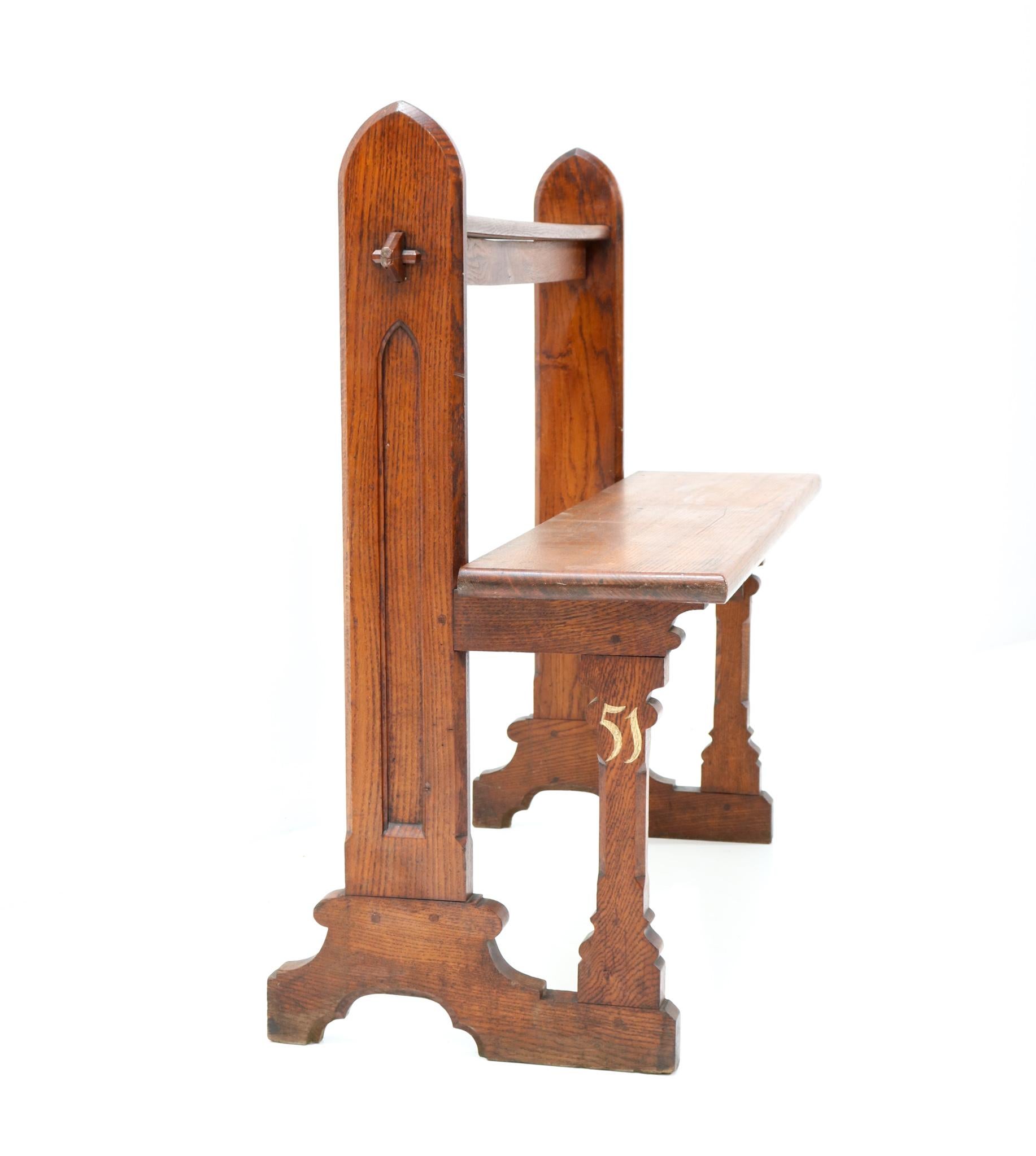 Oak Gothic Revival Bench, 1900s For Sale at 1stDibs
