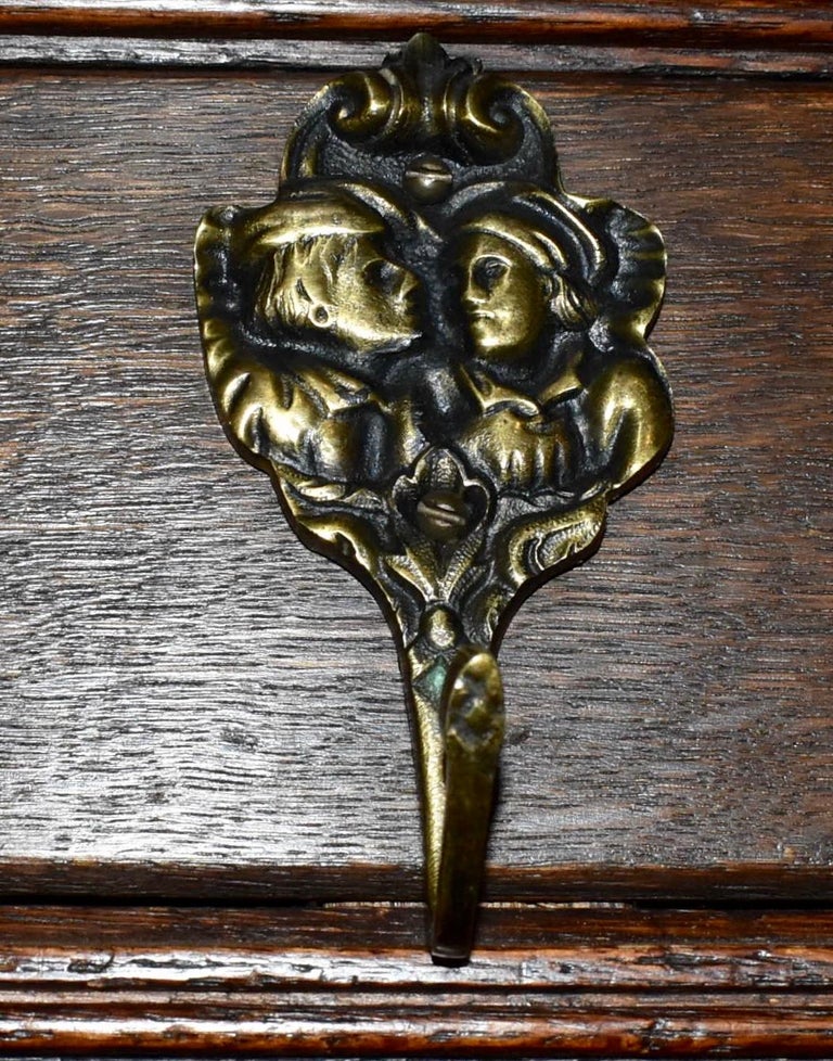 Oak High Back Bench with Storage and Coat Rack, circa 1900 For Sale at ...