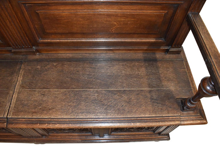 Oak High Back Bench with Storage and Coat Rack, circa 1900 For Sale at ...