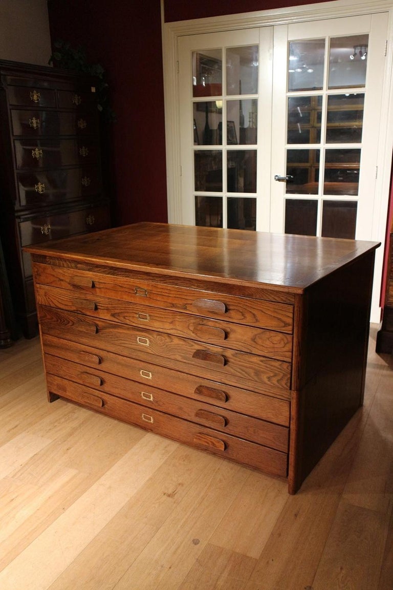 Oak Map Chest For Sale at 1stDibs