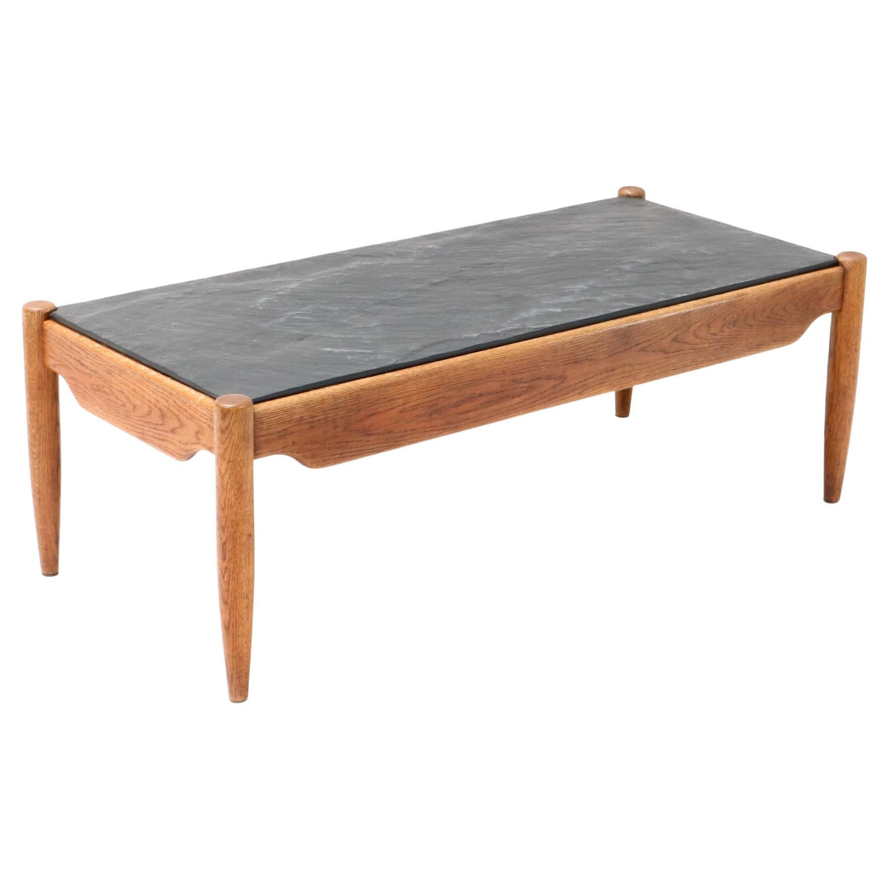 Sculpted Teak Mid-Century Modern Cocktail Table with Smoked Glass Top ...