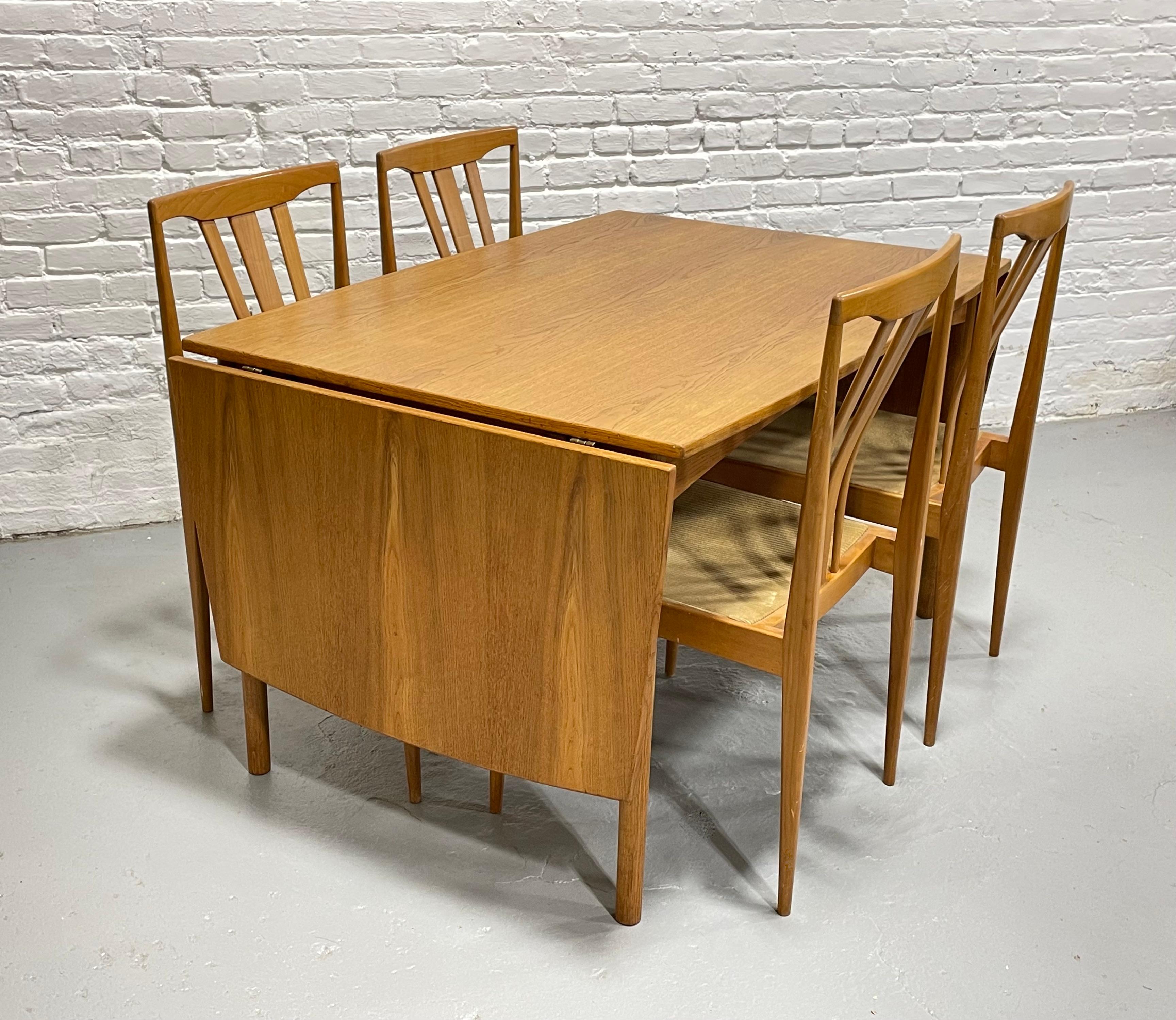 OAK Mid Century Modern Danish Drop-Leaf Expandable DINING TABLE, c ...