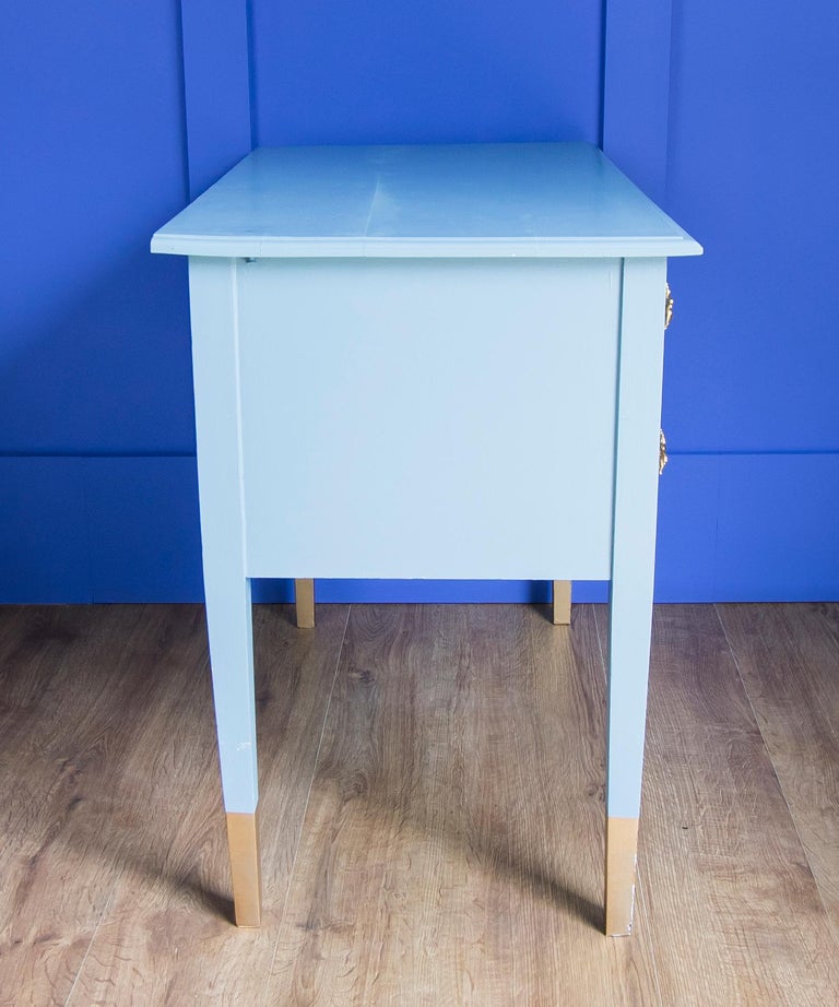 Oak Painted Desk in Modern Style with Gold Metal Handles at 1stDibs