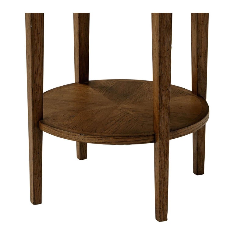Oak Parquetry Round Side Table, Dark Oak For Sale at 1stDibs