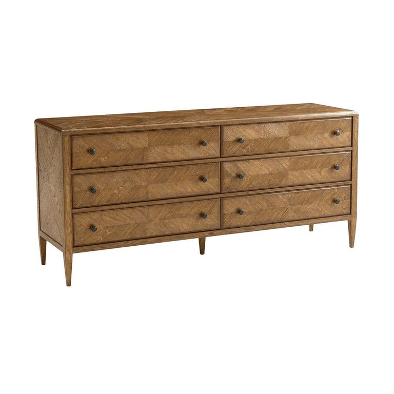 Oak Parquetry Six Drawer Dresser For Sale at 1stDibs