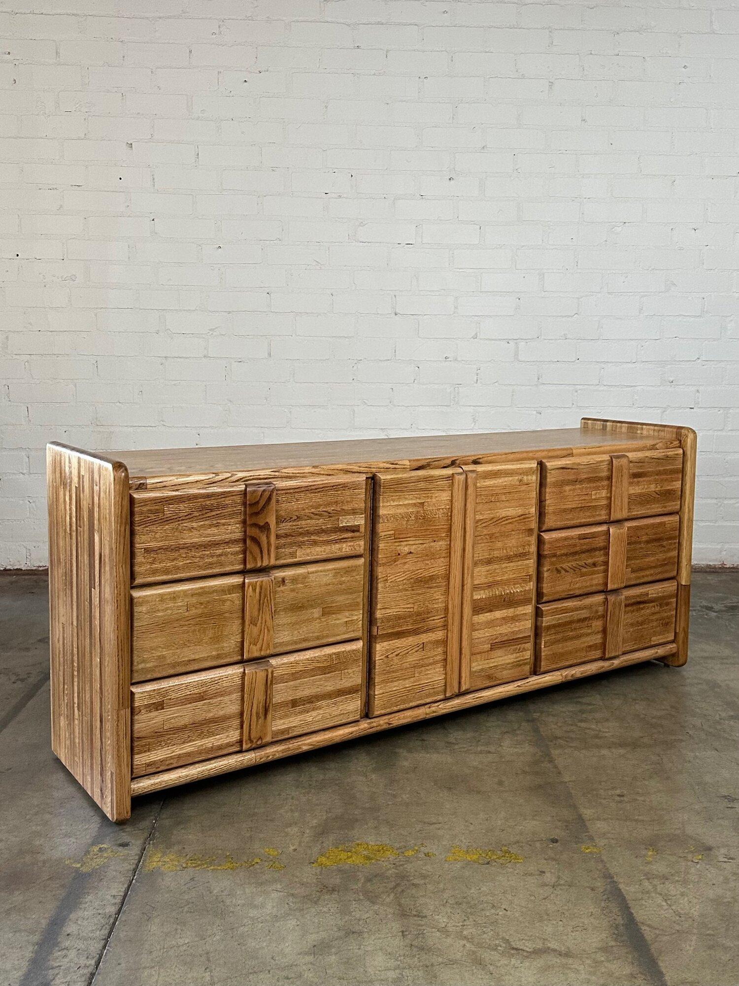 Oak Patchwork 9 Drawer Dresser For Sale at 1stDibs