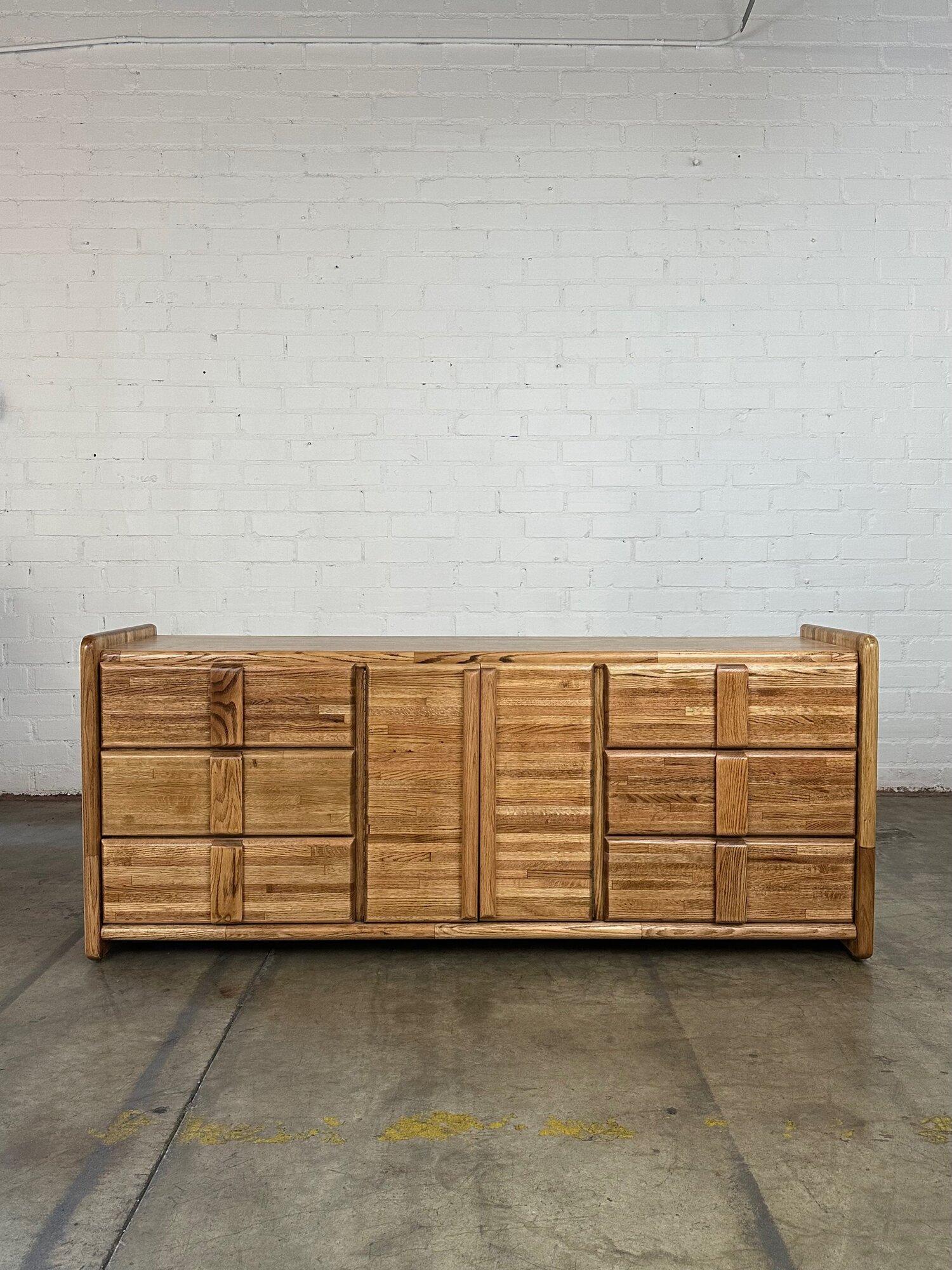 Oak Patchwork 9 Drawer Dresser For Sale at 1stDibs