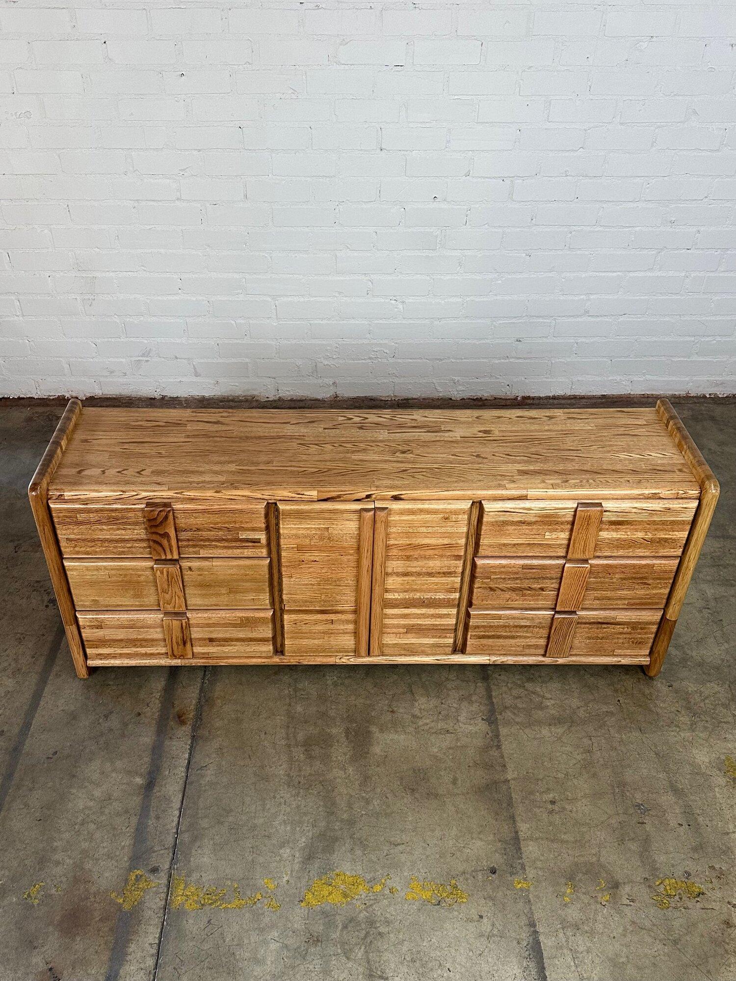 Oak Patchwork 9 Drawer Dresser For Sale at 1stDibs