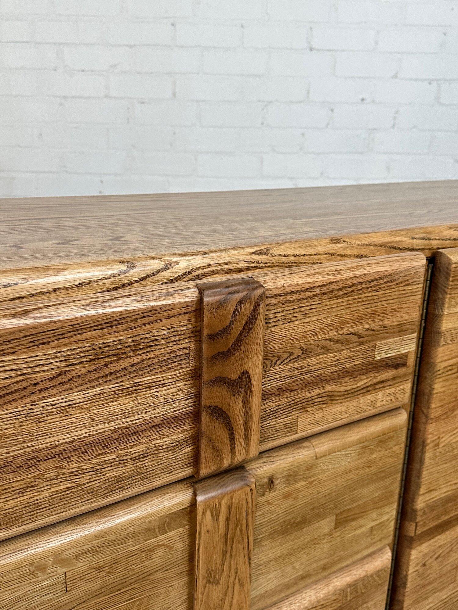 Oak Patchwork 9 Drawer Dresser For Sale at 1stDibs
