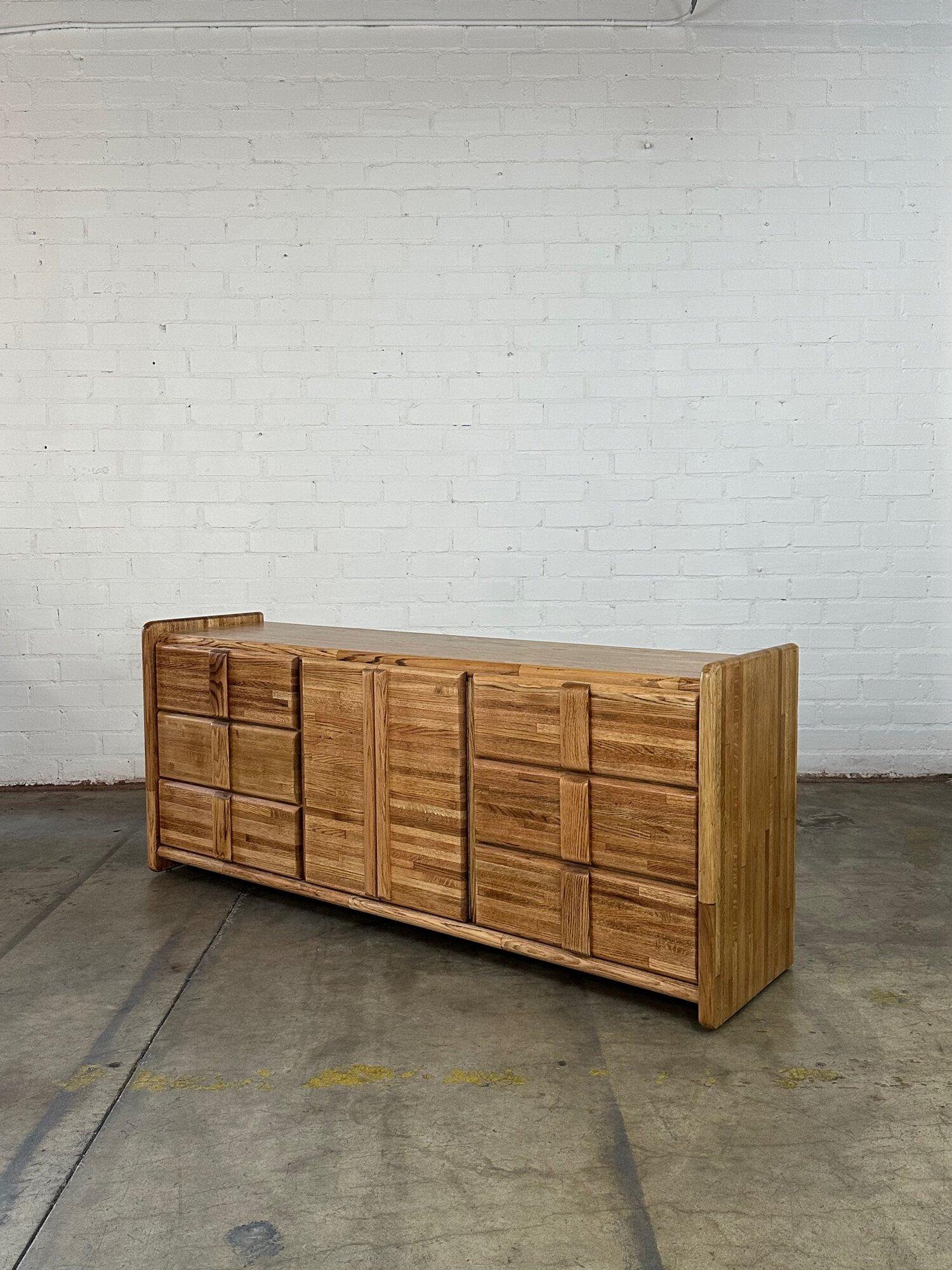 Oak Patchwork 9 Drawer Dresser For Sale at 1stDibs