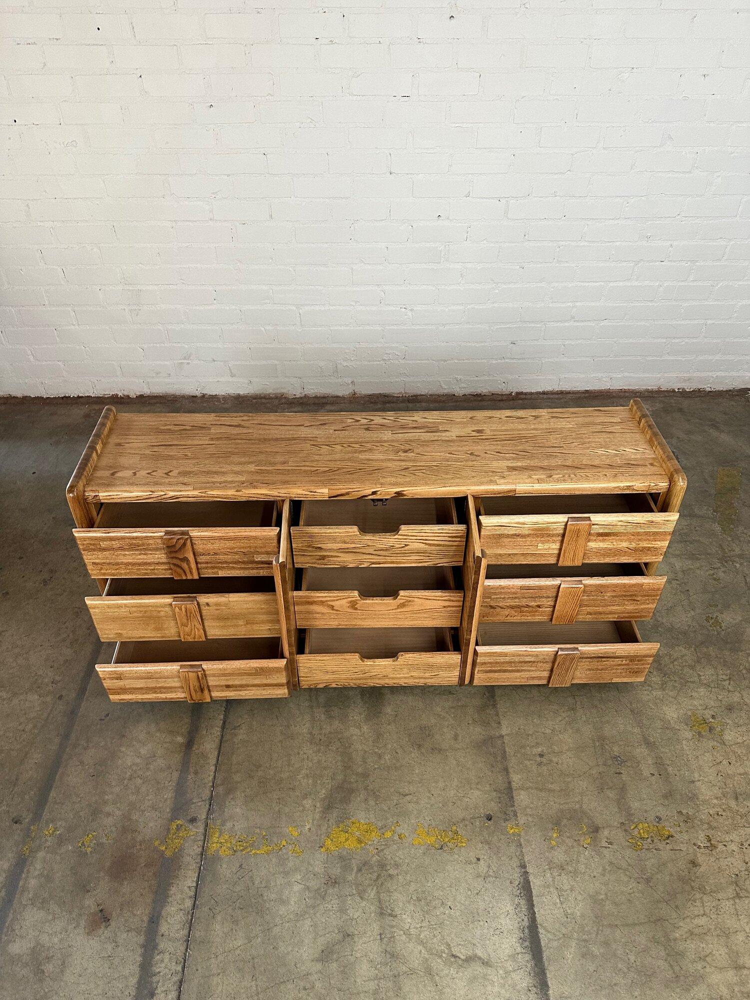 Oak Patchwork 9 Drawer Dresser For Sale at 1stDibs