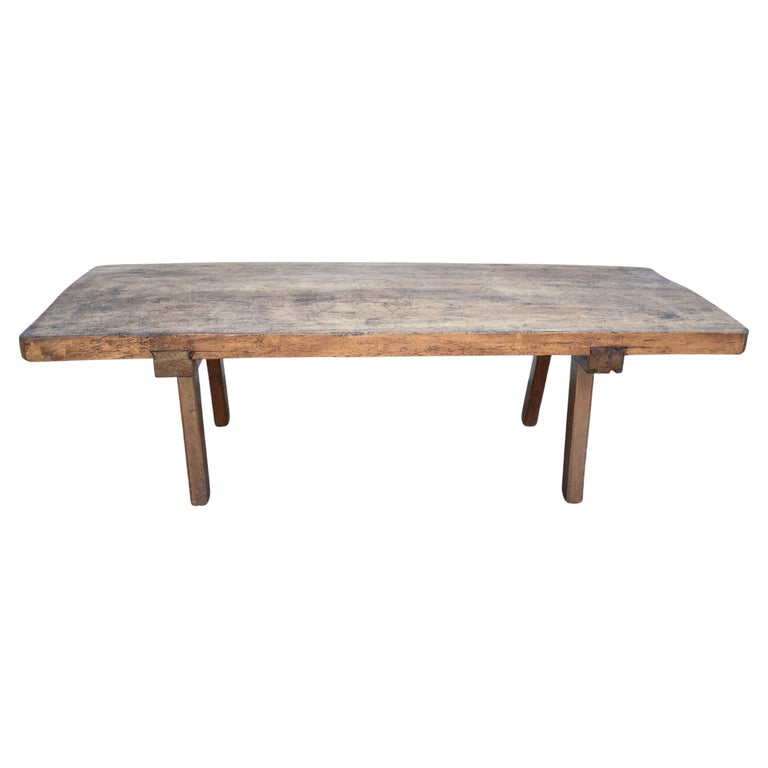 Oak Pig Bench Butcher's Block Coffee Table, Dated 1954 For Sale at 1stDibs
