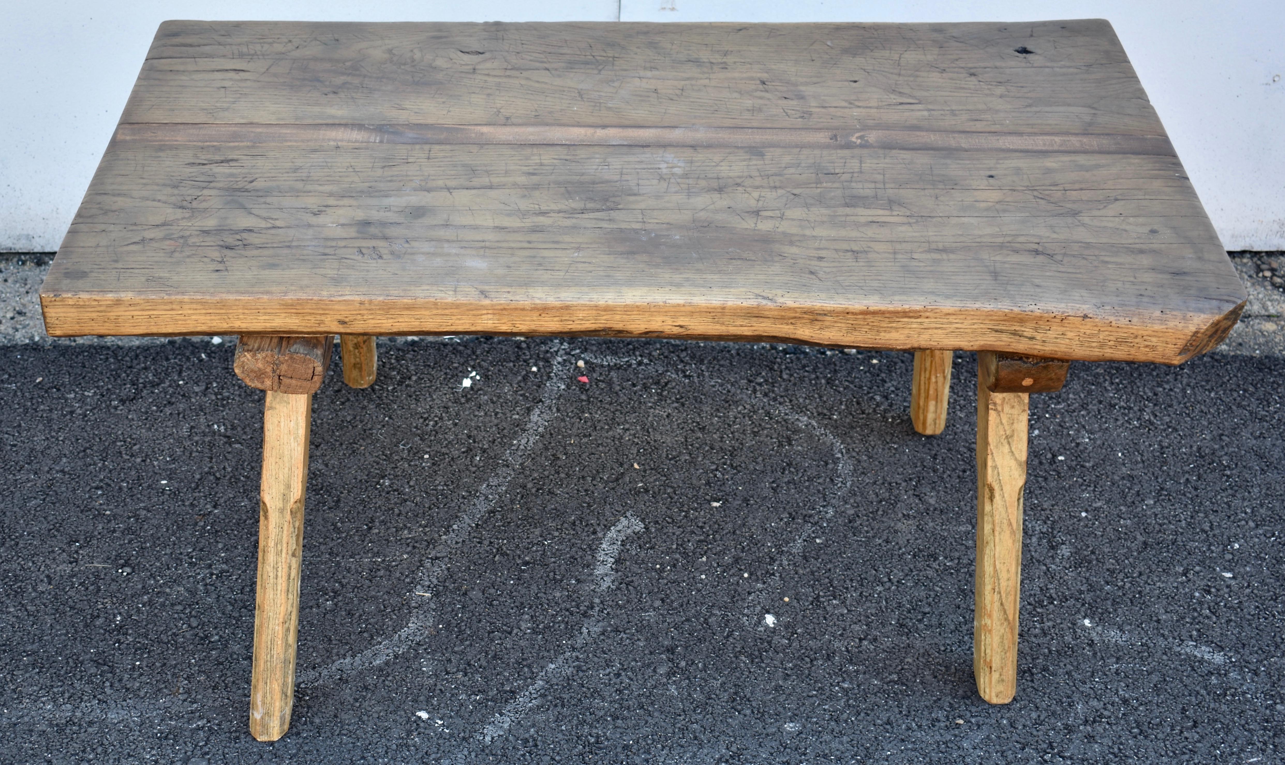 Oak Pig Bench Butcher's Block Coffee Table at 1stDibs