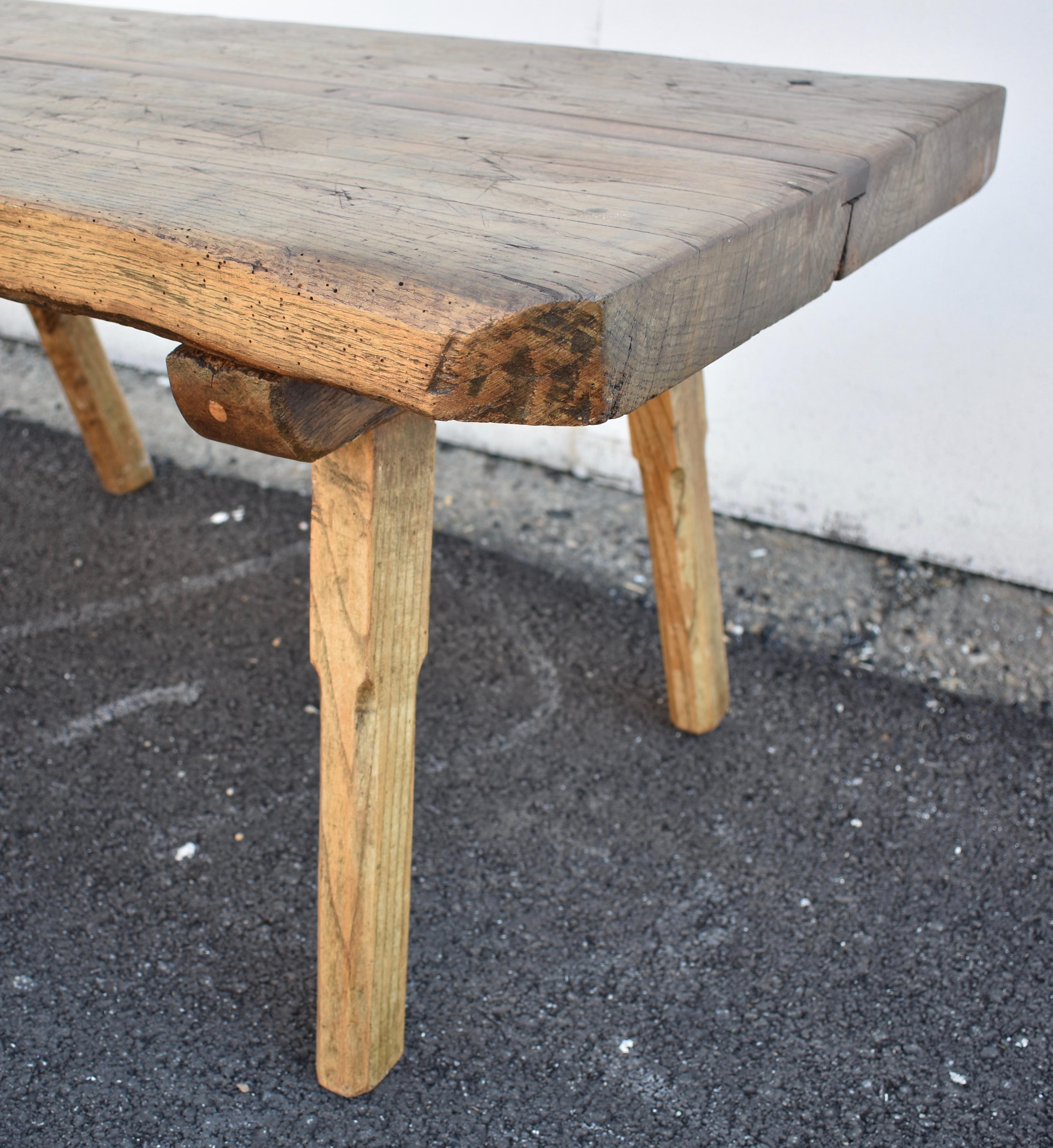 Oak Pig Bench Butcher's Block Coffee Table at 1stDibs