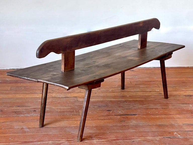 Oak Railroad Bench For Sale at 1stDibs