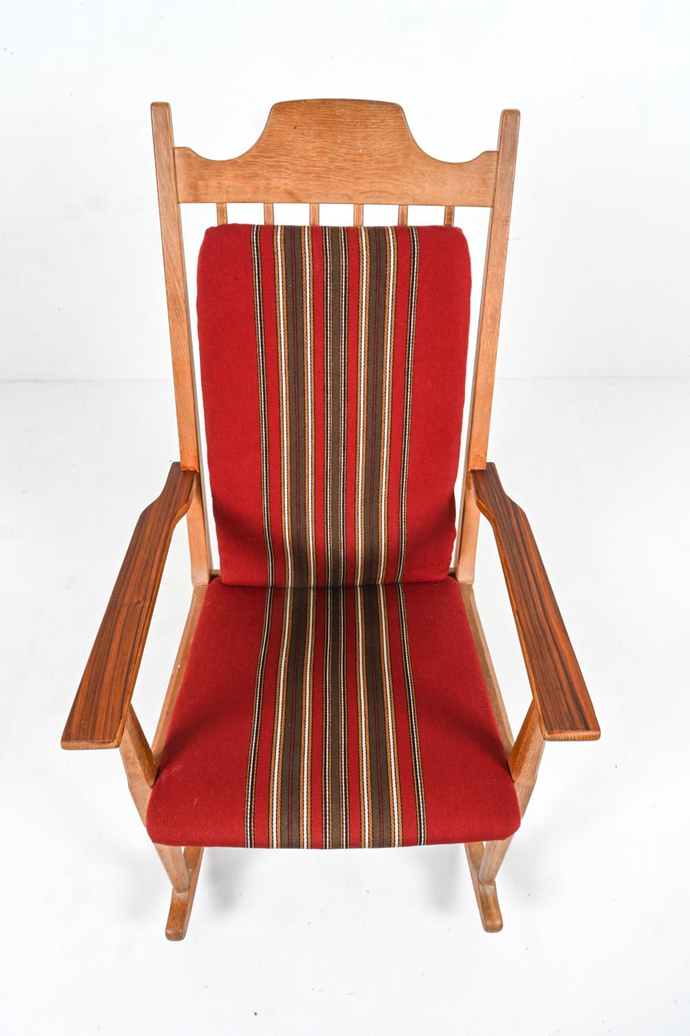 Oak "Razor Blade" Rocking Chair by Henning Kjærnulf for EG, Denmark, c ...