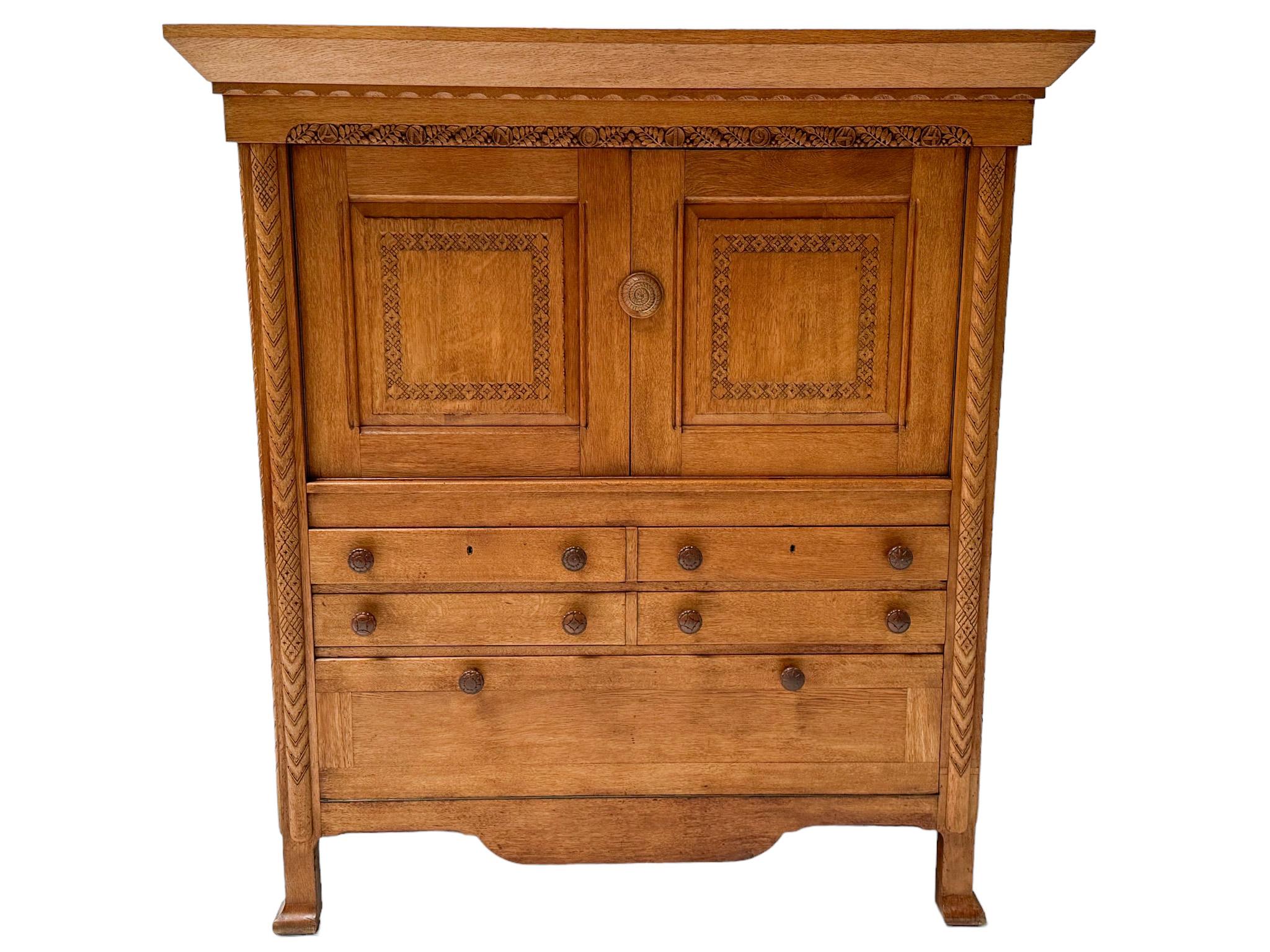 Oak Rustic Brutalist Cabinet or Cupboard by Anton Fortuin, 1944 For Sale at 1stDibs