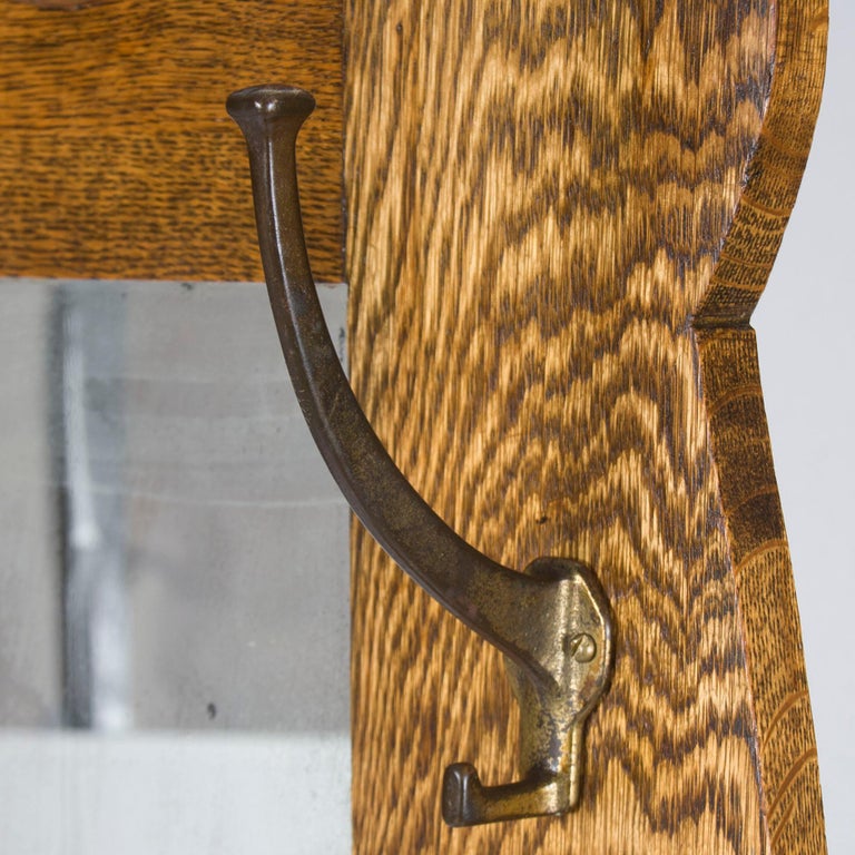 Oak Seated Hall Tree Stand Seat with Storage Coat Hat Rack For Sale at ...