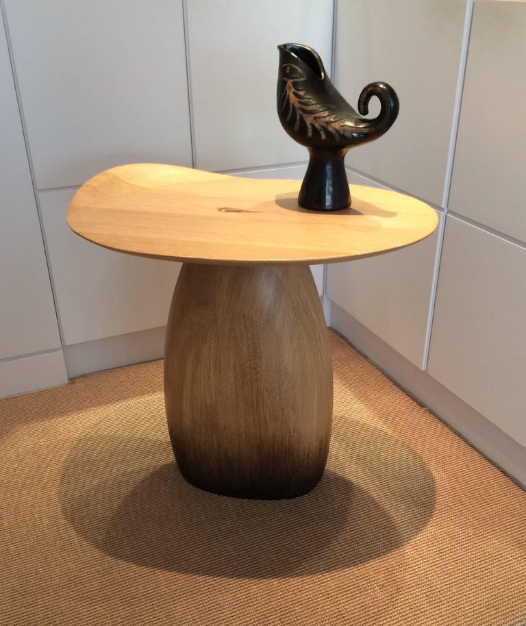 Oak Side Table, "Table Ellipse" by Designer Hoon Moreau For Sale at 1stDibs