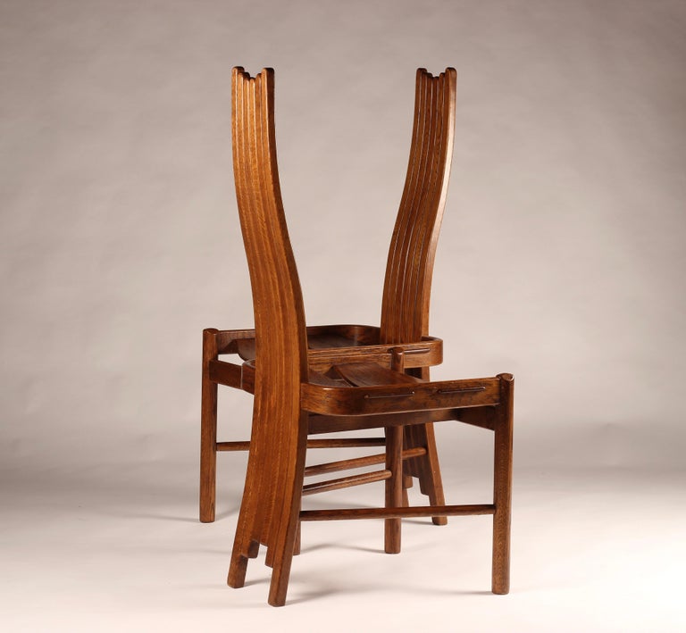 Oak Steam Bent Dining Chairs in the Arts and Crafts/ Art Nouveau Style ...