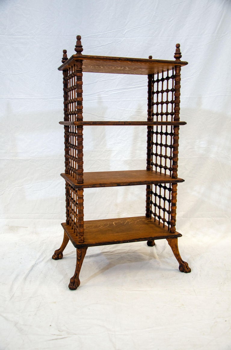 Oak Stick and Ball Fretwork Shelf with Finials at 1stDibs | oak finials