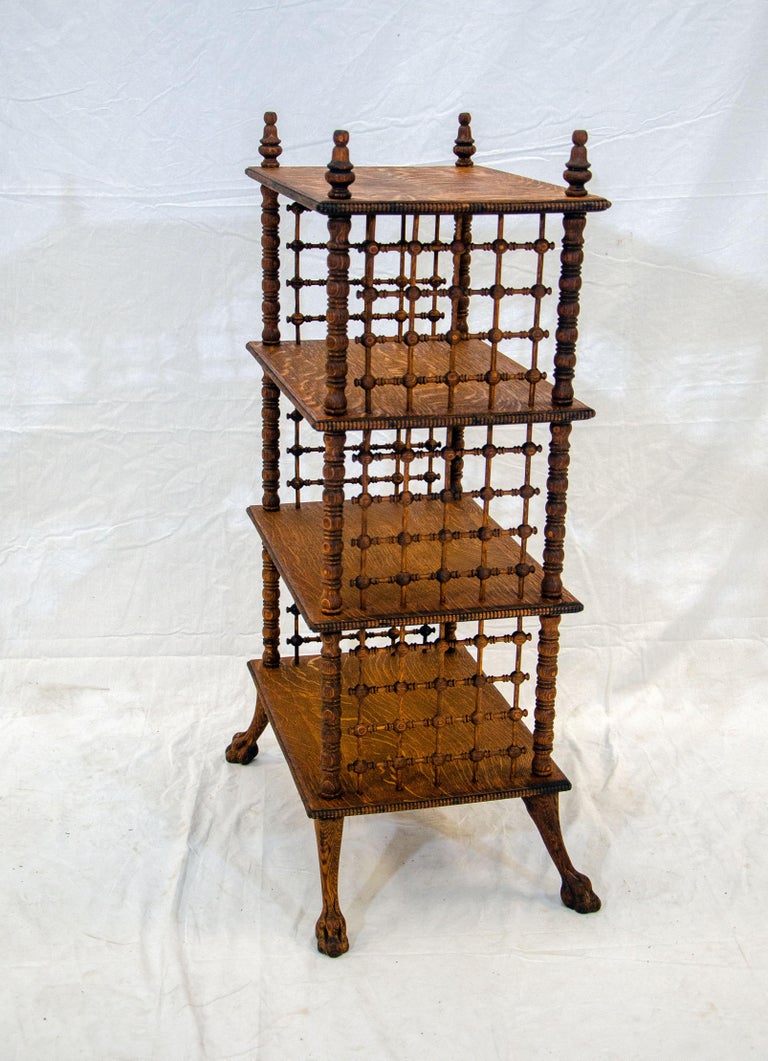 Oak Stick and Ball Fretwork Shelf with Finials at 1stDibs | oak finials