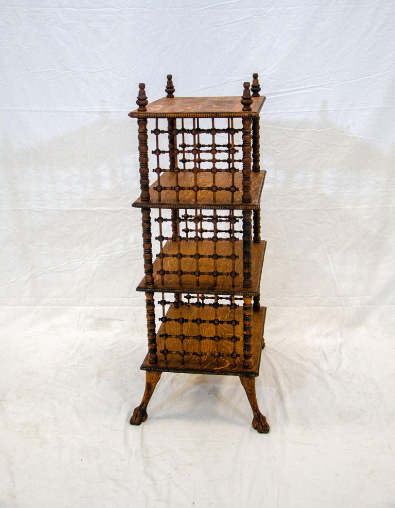 Oak Stick and Ball Fretwork Shelf with Finials at 1stDibs | oak finials