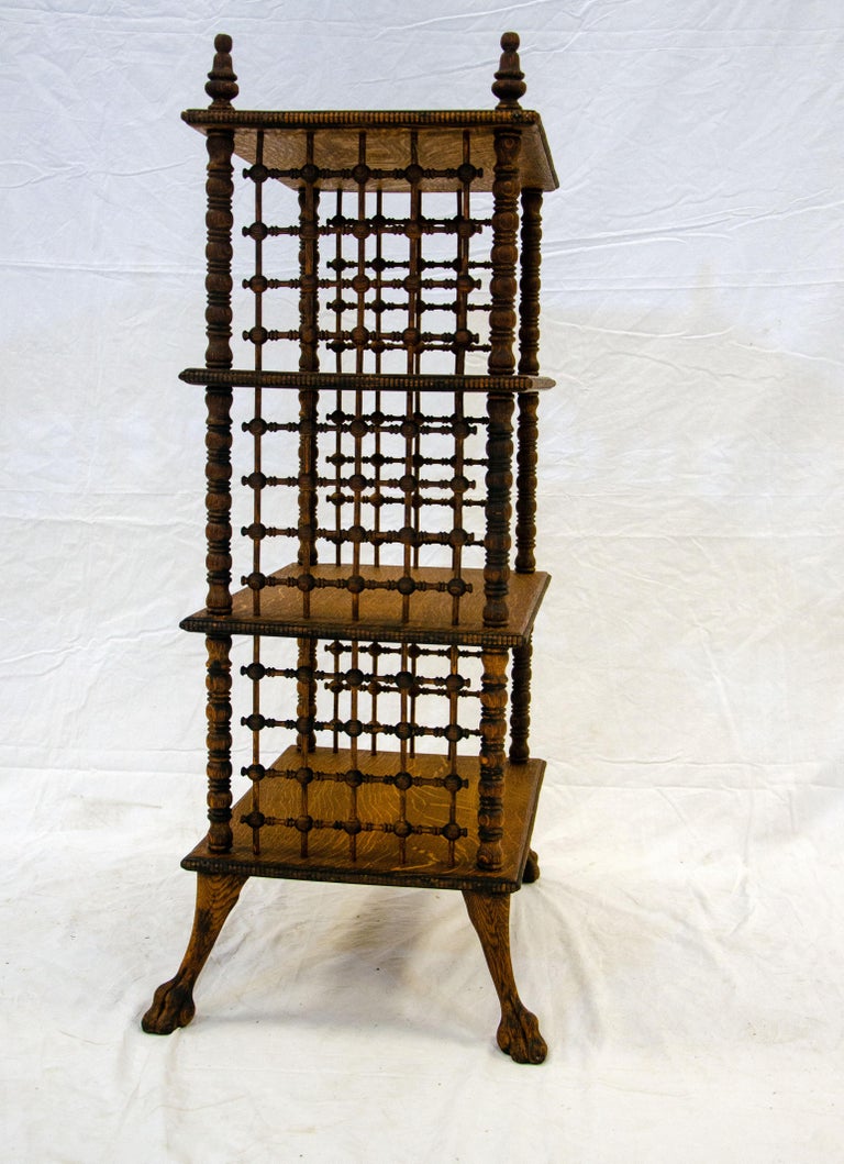 Oak Stick and Ball Fretwork Shelf with Finials at 1stDibs | oak finials