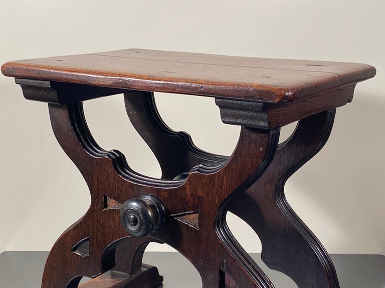 Oak Stool Side Table Puginesque Manner Gothic Medieval X Frame For Sale ...