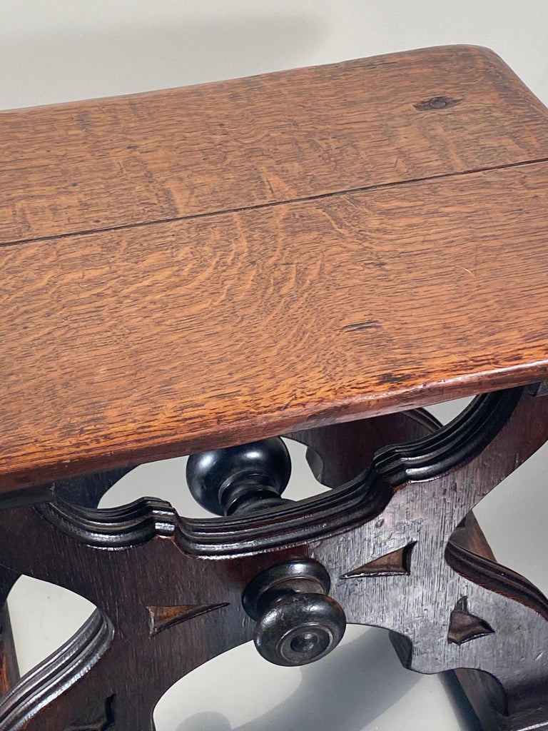 Oak Stool Side Table Puginesque Manner Gothic Medieval X Frame For Sale ...
