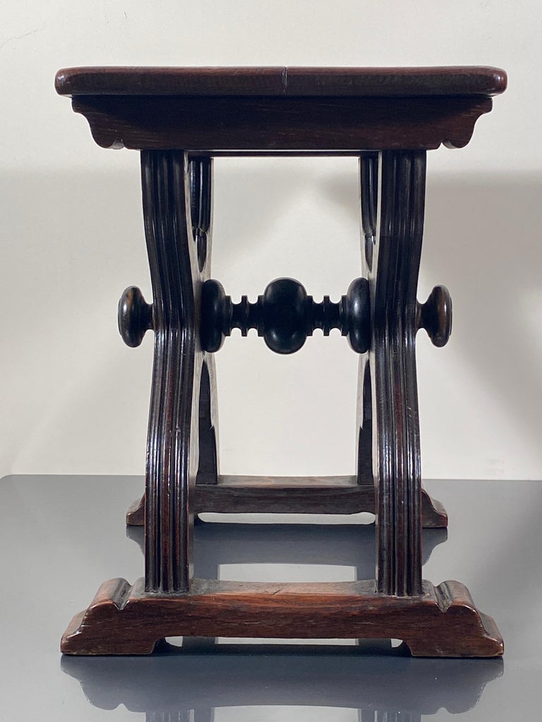 Oak Stool Side Table Puginesque Manner Gothic Medieval X Frame For Sale ...