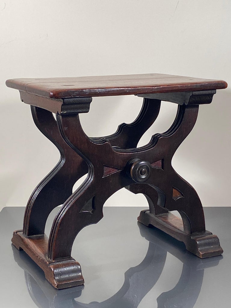 Oak Stool Side Table Puginesque Manner Gothic Medieval X Frame For Sale ...