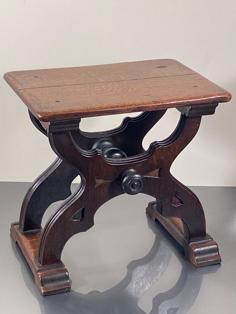 Oak Stool Side Table Puginesque Manner Gothic Medieval X Frame For Sale ...