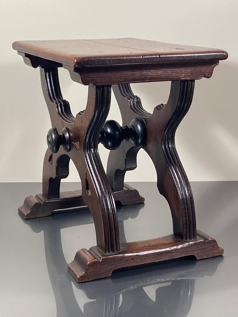 Oak Stool Side Table Puginesque Manner Gothic Medieval X Frame For Sale ...