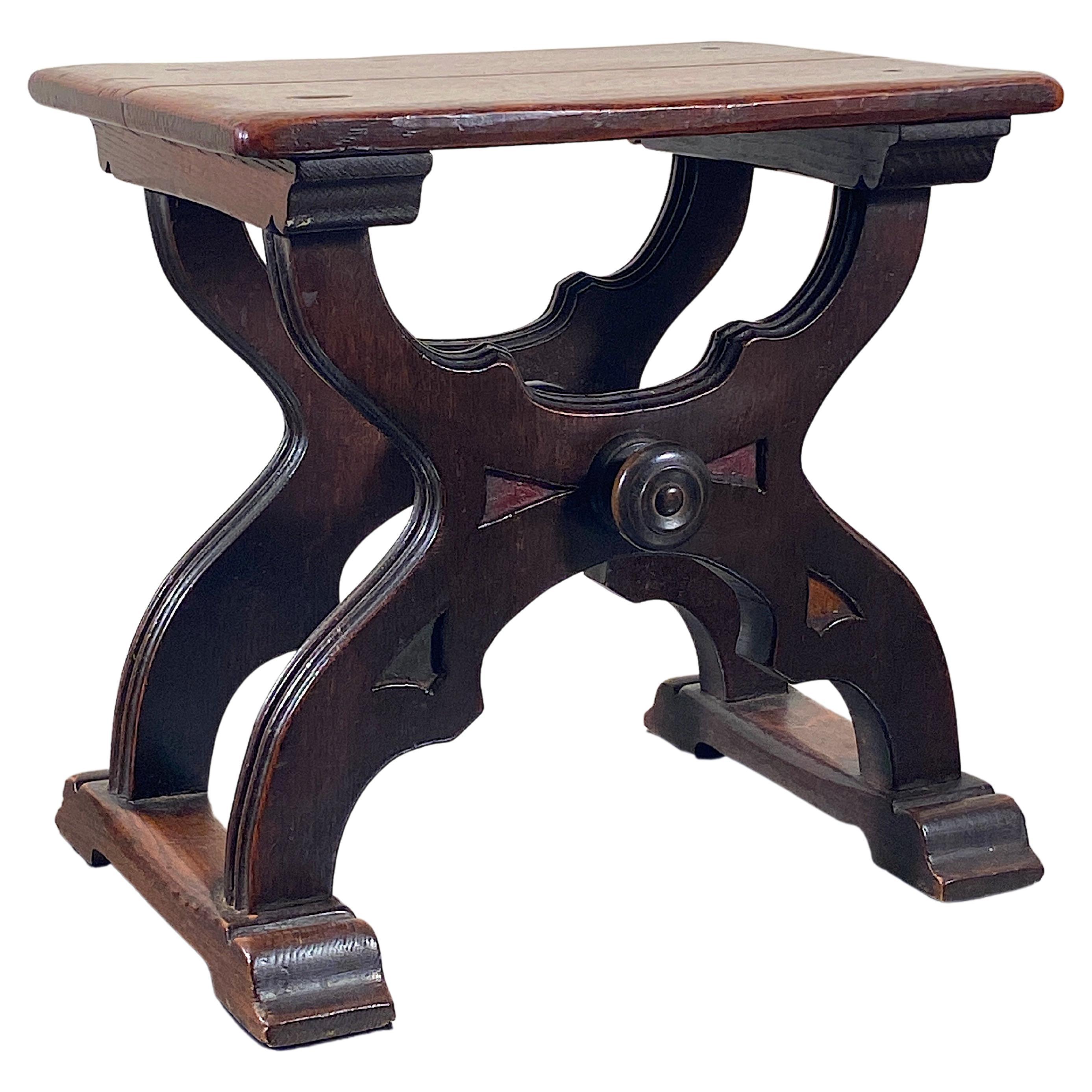 Oak Stool Side Table Puginesque Manner Gothic Medieval X Frame For Sale ...