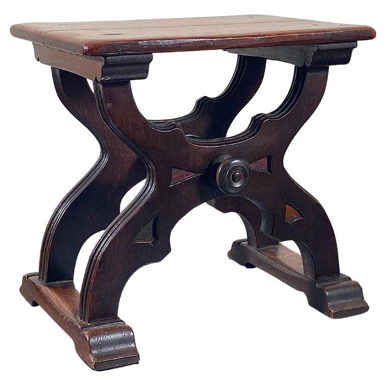 Oak Stool Side Table Puginesque Manner Gothic Medieval X Frame For Sale ...
