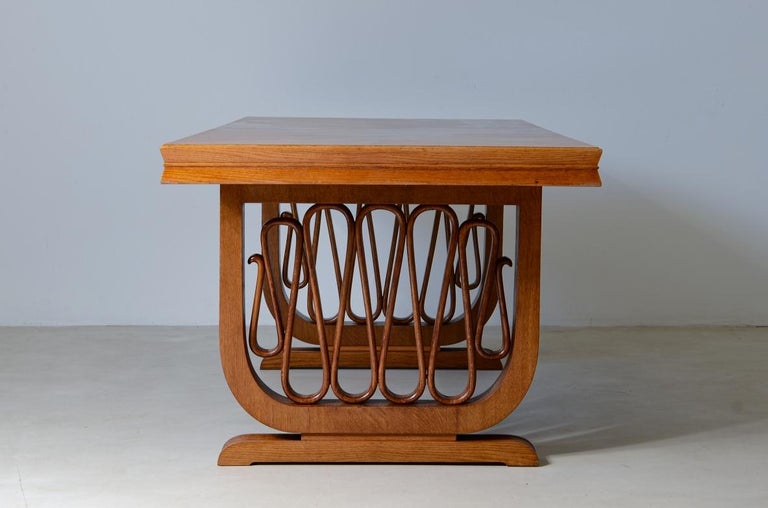 Oak Table with Shaped Uprights For Sale at 1stDibs