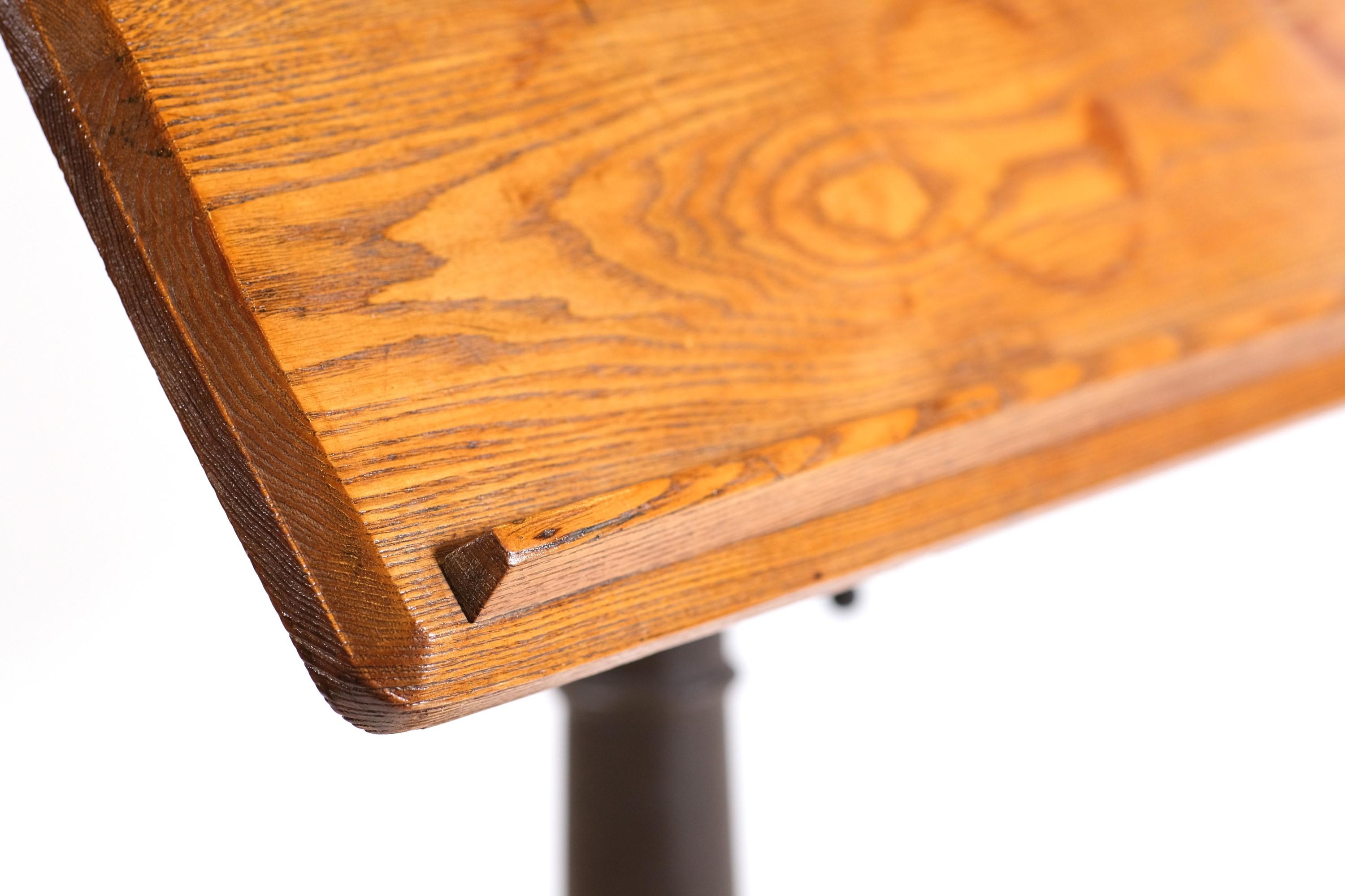 Oak Top Drafting Table W/ Adjustable Cast Iron Base For Sale at 1stDibs