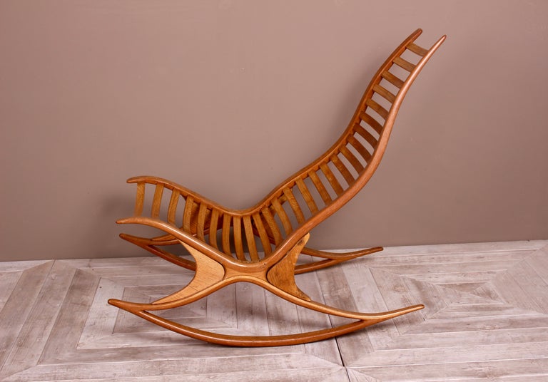 Oak Wishbone Rocking Chair by Robin Williams, circa 1970s at 1stdibs