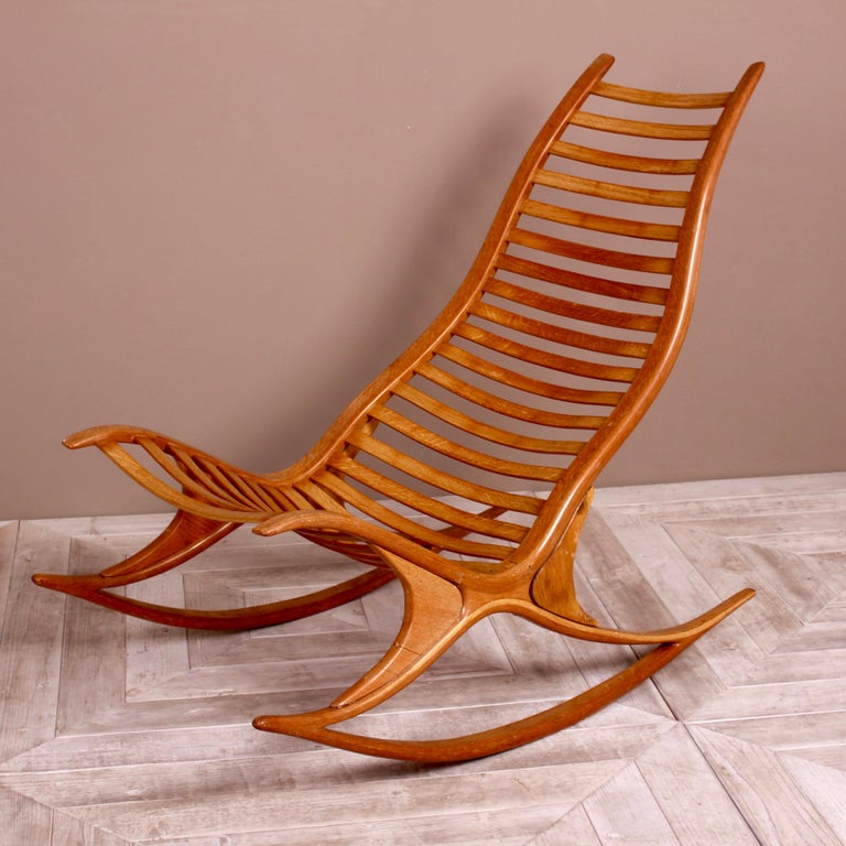 Oak Wishbone Rocking Chair by Robin Williams, circa 1970s at 1stdibs