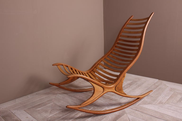 Oak Wishbone Rocking Chair by Robin Williams, circa 1970s at 1stdibs