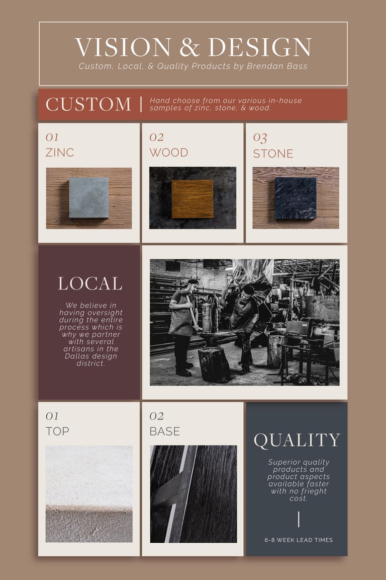 Oak with Dime Edge, Bombay Finish and Steel Base with Ebony Patina For ...